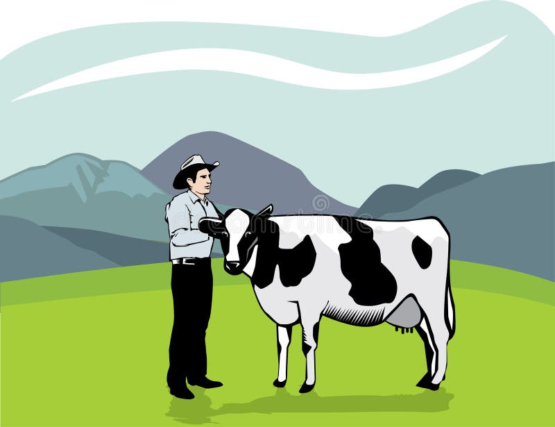 Cowboy cow stock illustration. Illustration of funny - 30745029