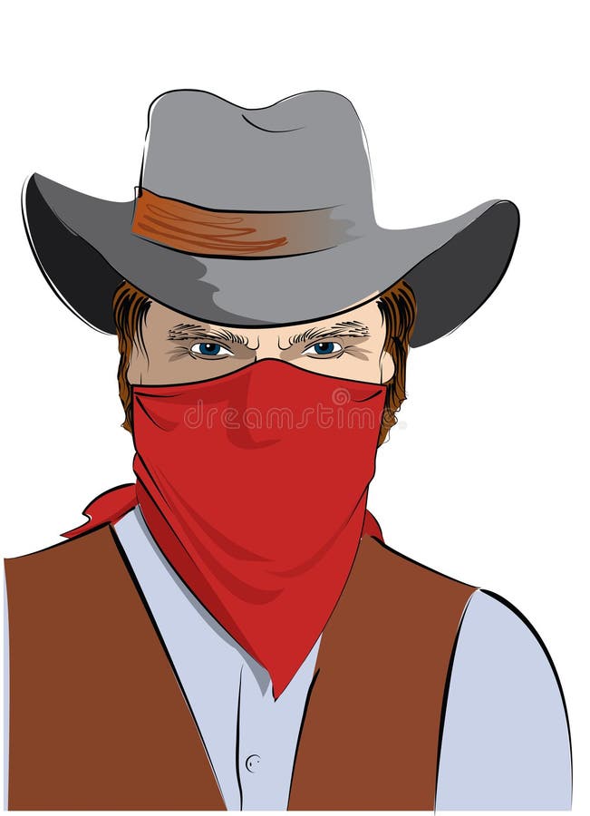 Cowboy Do Vetor Com Máscara. Bandido Ilustração do Vetor - Ilustração ...
