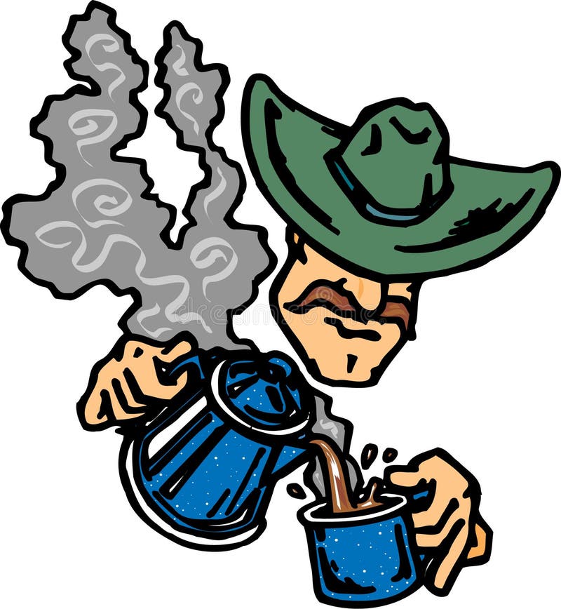 Cowboy drinking coffee stock vector. Illustration of mustache - 5560384