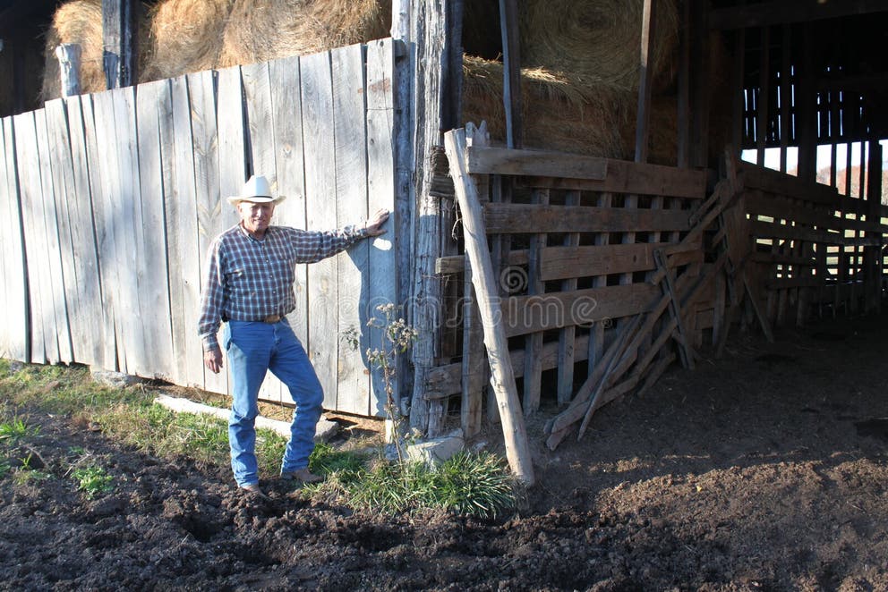 Cowboy Durch Einen Rustikalen Stall Stockfoto - Bild von bukolisch ...
