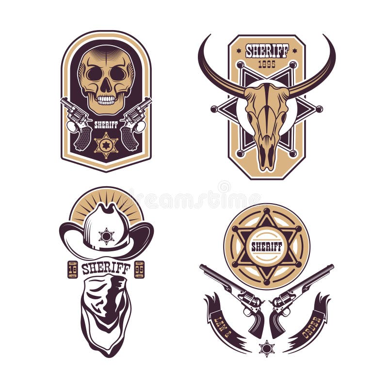 Cowboy Retro Emblems stock vector. Illustration of leather - 69614194
