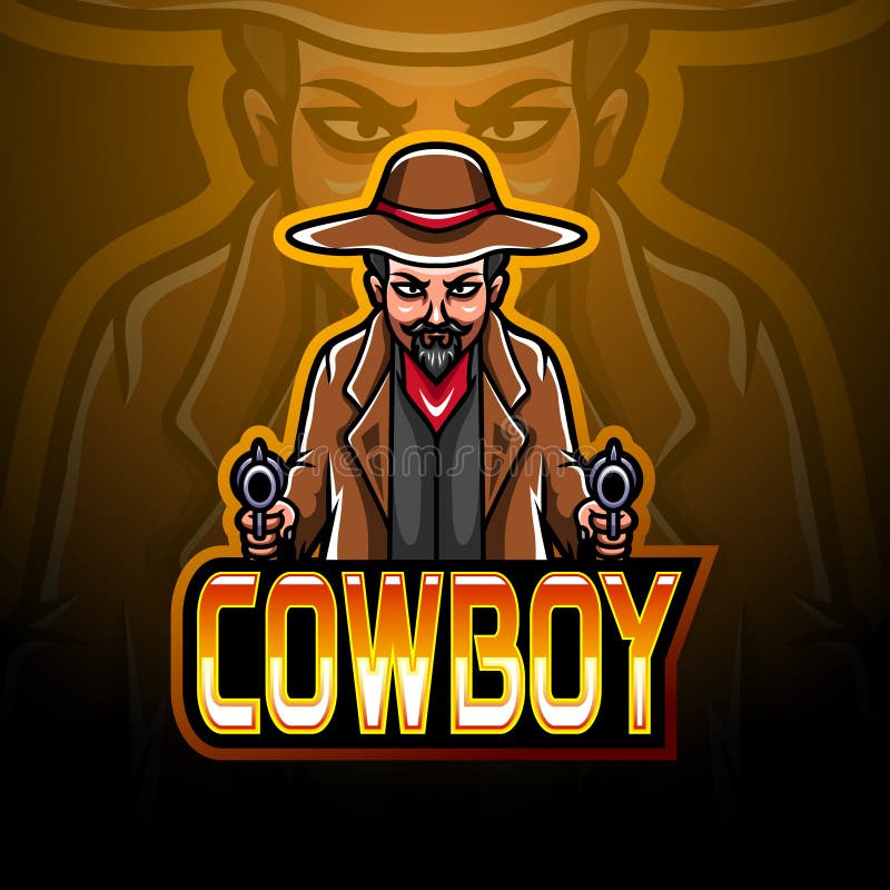 Cowboy Esport Logo Maskottchen Design Vektor Abbildung - Illustration ...