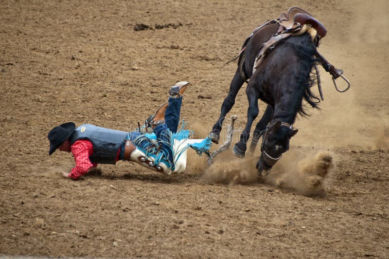 Rodeo - Cowboy Falling Off a Bull Editorial Photography - Image of ...