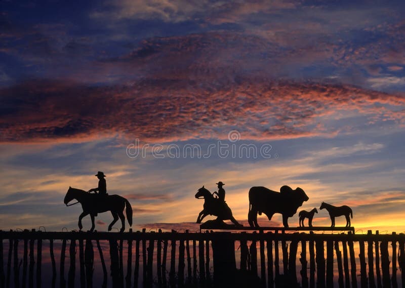 Cowboy Fence stock image. Image of rural, ranch, sunrise - 500069