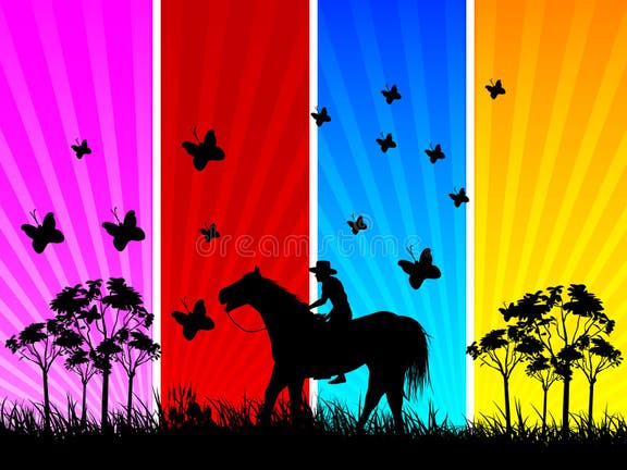 Cowboy on field stock vector. Illustration of orange - 13843735