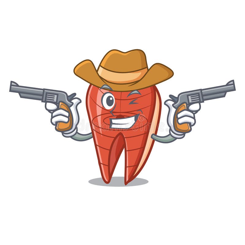 Cowboy Fish Slice Character Cartoon Stock Vector - Illustration of ...
