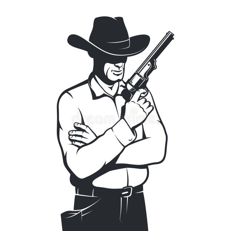 Cowboy with a gun stock vector. Illustration of gunslinger - 267403518