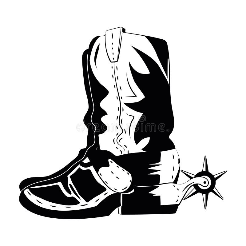Cowboy Hand Draw Leather Boot Stock Vector - Illustration of isolation ...