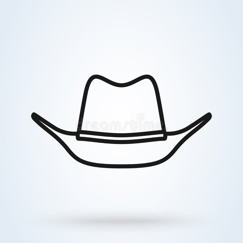 Cowboy Hat Line Art Icon Isolated on White Background. Vector ...