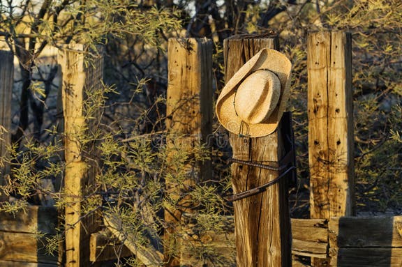 Cowboy Hat on a Post stock photo. Image of shadows, life - 3911972