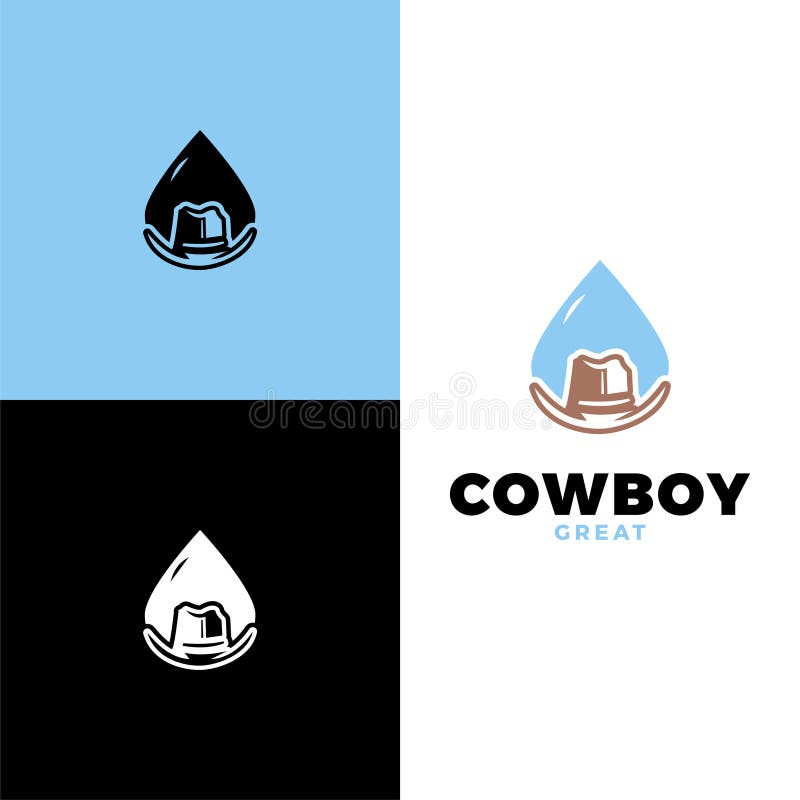 Cowboy Hat Water Drops Logo Design Template Stock Vector - Illustration ...
