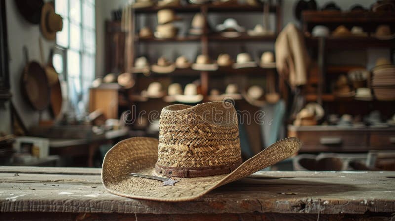 Cowboy Hats in Barn Workshop Stock Photo - Image of beautiful, straw ...