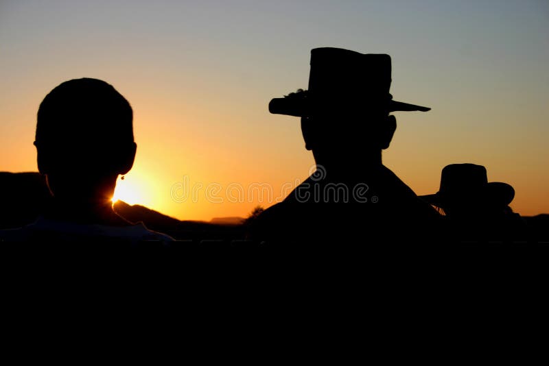 Cowboy hats in sunset stock photo. Image of springs, alice - 7754366