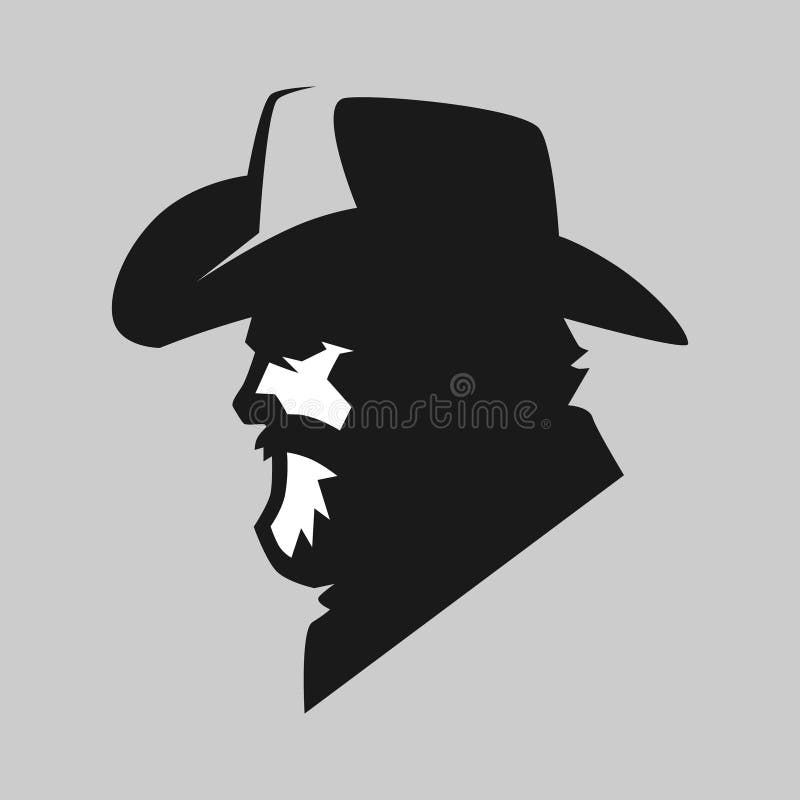 Cowboy head logo on white stock vector. Illustration of symbol - 104136738