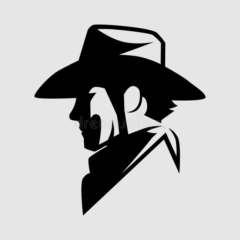Cowboy head logo on white stock vector. Illustration of symbol - 104136738