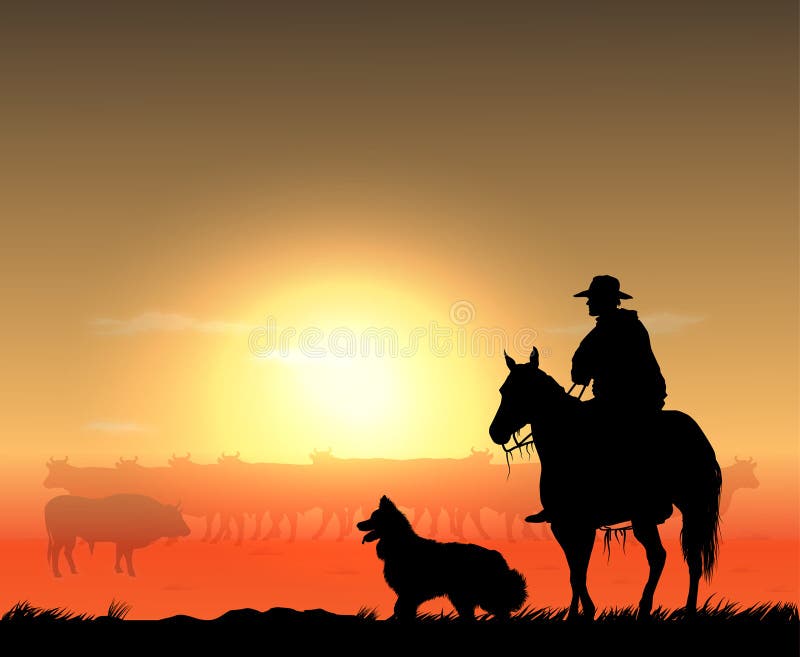 Cowboy Dog Silhouette Stock Illustrations – 461 Cowboy Dog Silhouette ...