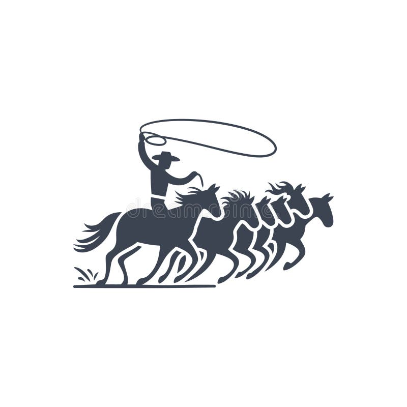 Cowboy Herding Horses Icon stock illustration. Illustration of sign ...
