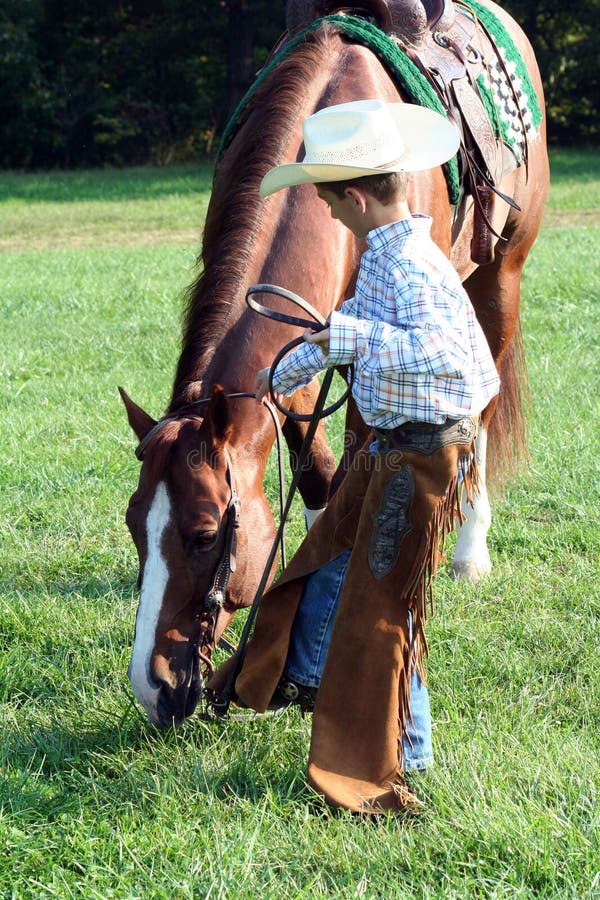 Cowboy with Horse stock photo. Image of holding, child - 6741534