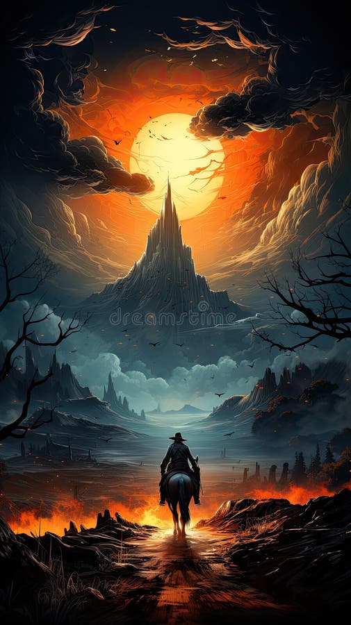 Cowboy in Night Sky Stars Created with Generative Ai Technology Stock ...