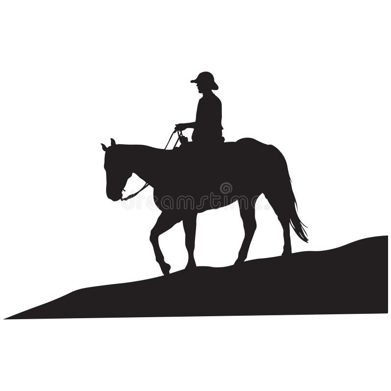 Cowboy with Horse Silhouette. Flat Vector Illustration Stock ...