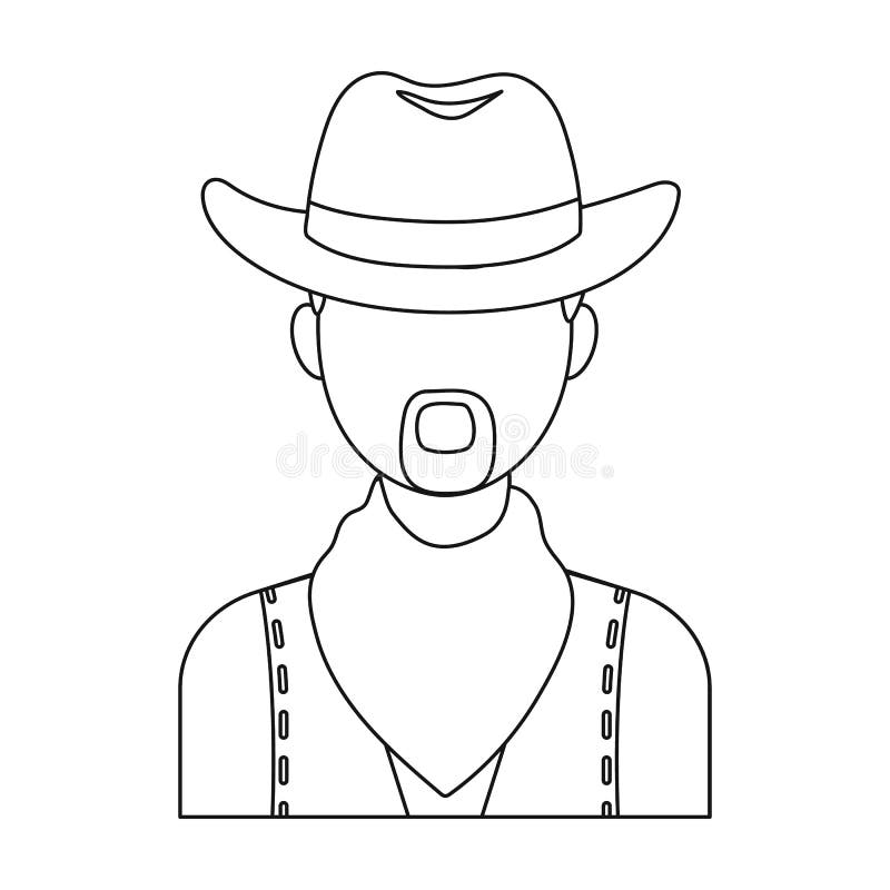 Cowboy Icon In Outline Style Isolated On White Background. Rodeo Symbol ...