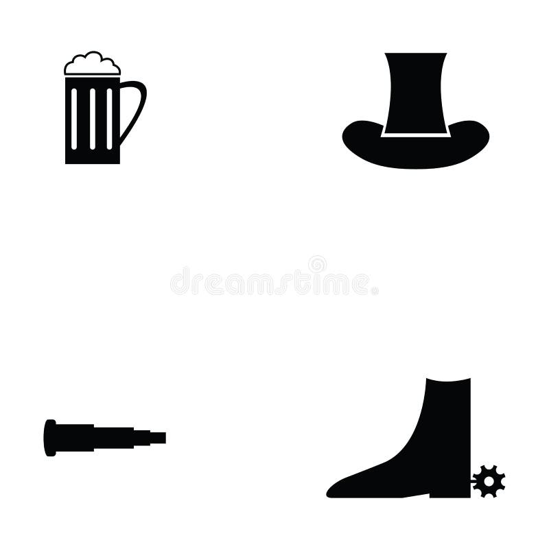 Cowboy icon set stock vector. Illustration of boots - 107347511