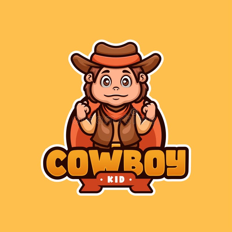Cowboy Kid Cartoon Mascot Logo Stock Illustration - Illustration of ...