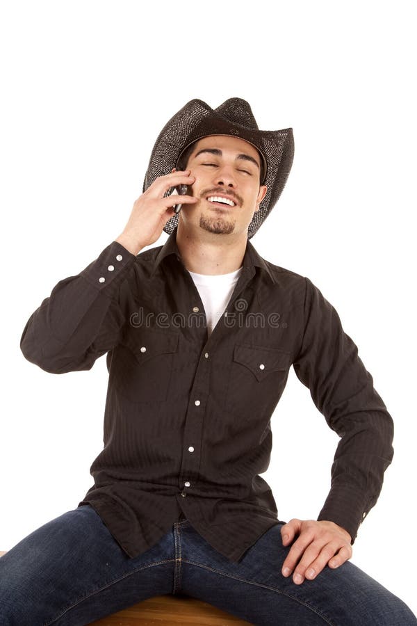 Cowboy laugh phone stock image. Image of america, happy - 19491279