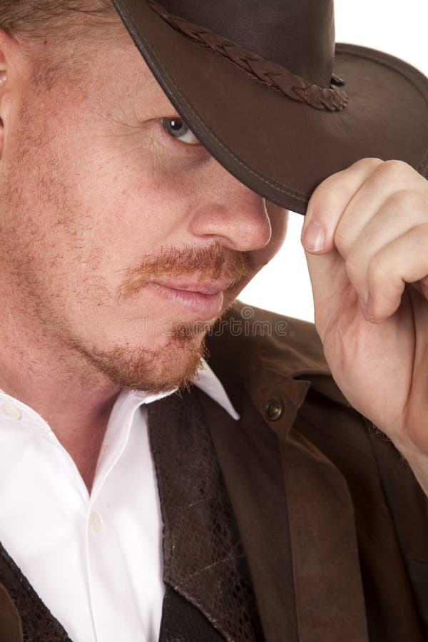 Cowboy Leather Duster Look Back Serious Stock Photo - Image of ...