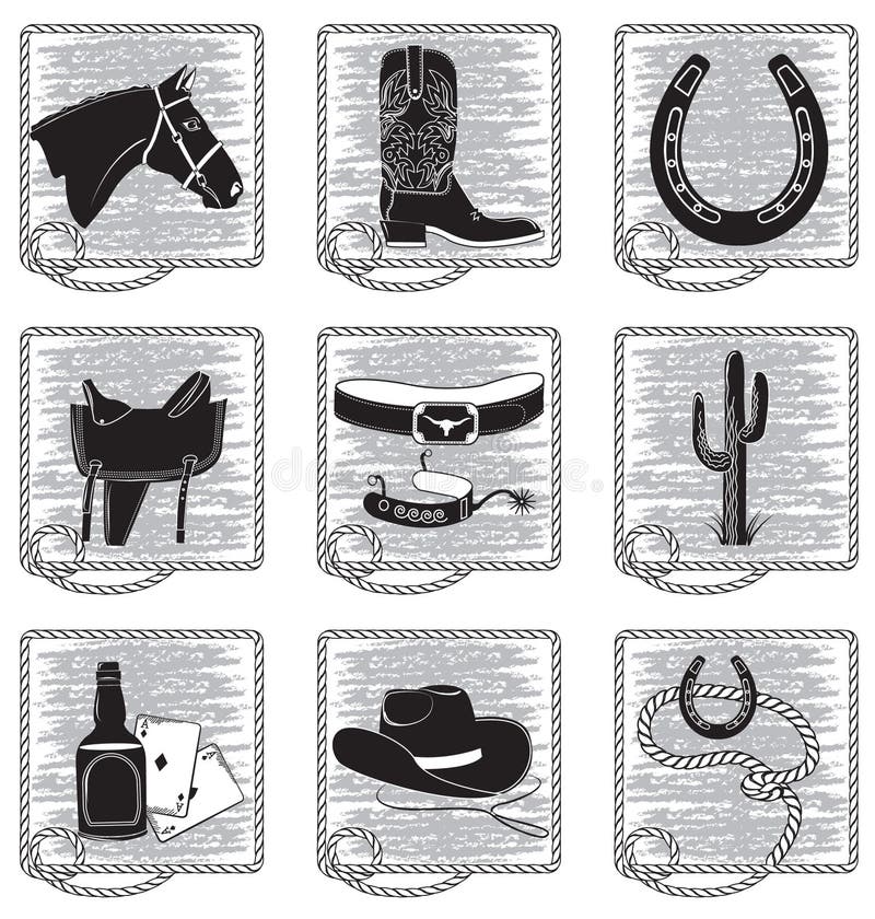 Cowboy Life Elements .Vector Black Silhouettes Stock Vector ...