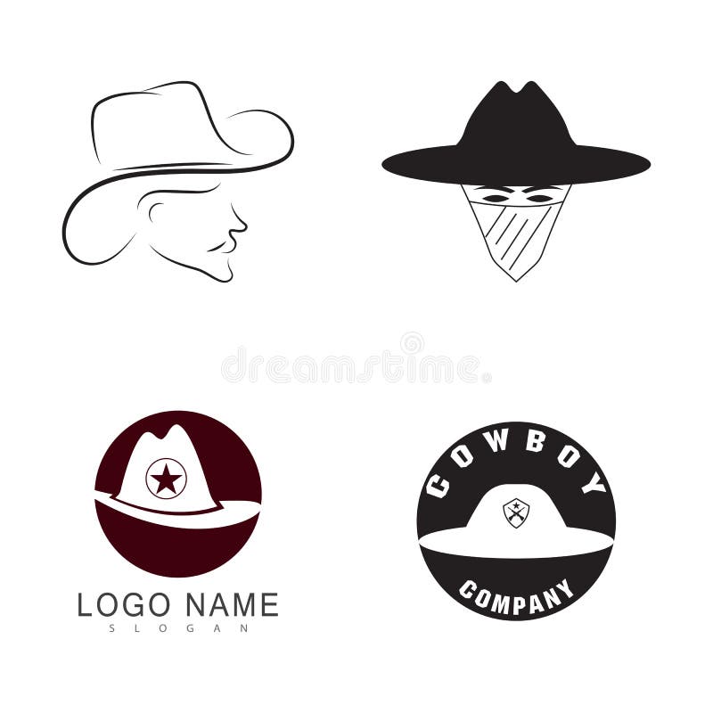 Cowboy Logo Vector Template Design Stock Vector - Illustration of retro ...