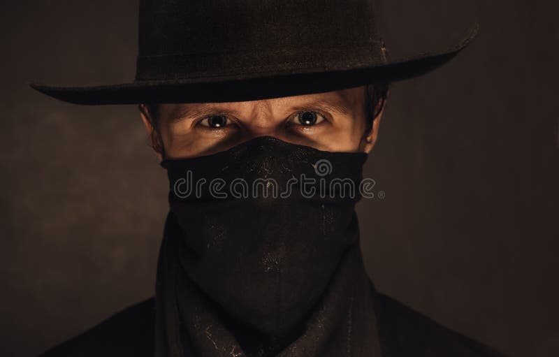 Intimidating Young Man with Scarf Covering Face Stock Photo - Image of ...