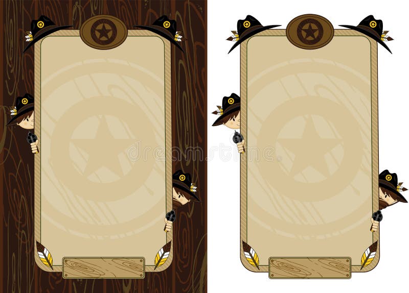 Cowboy Mignon Sheriffs Frame Illustration de Vecteur - Illustration du ...