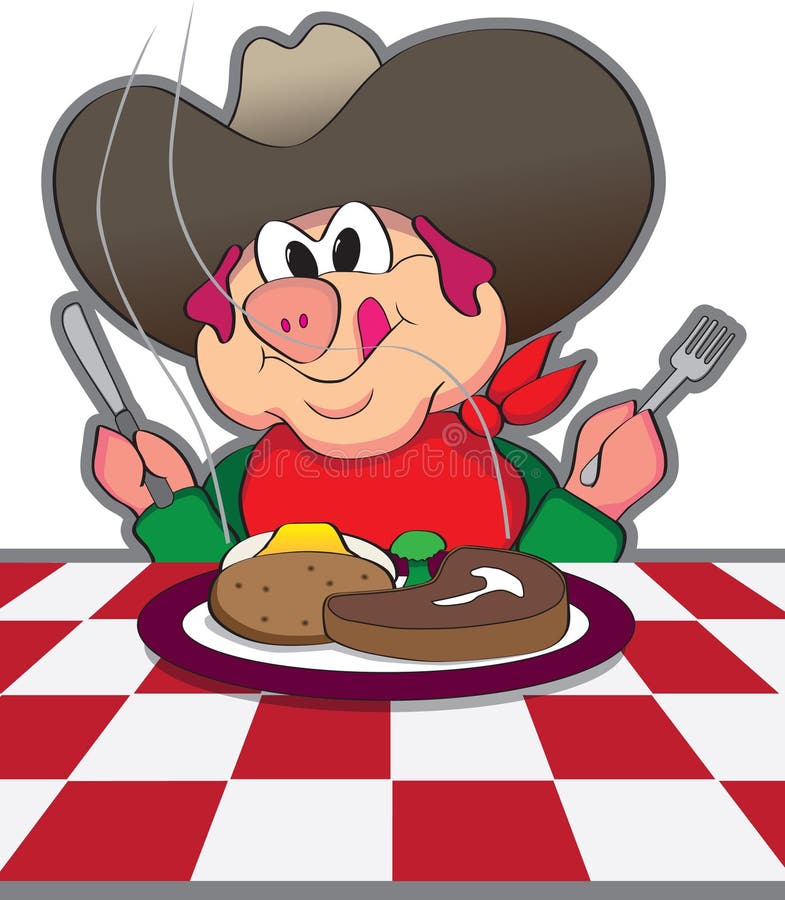 Pig with cowboy hat stock vector. Illustration of meat - 19443528