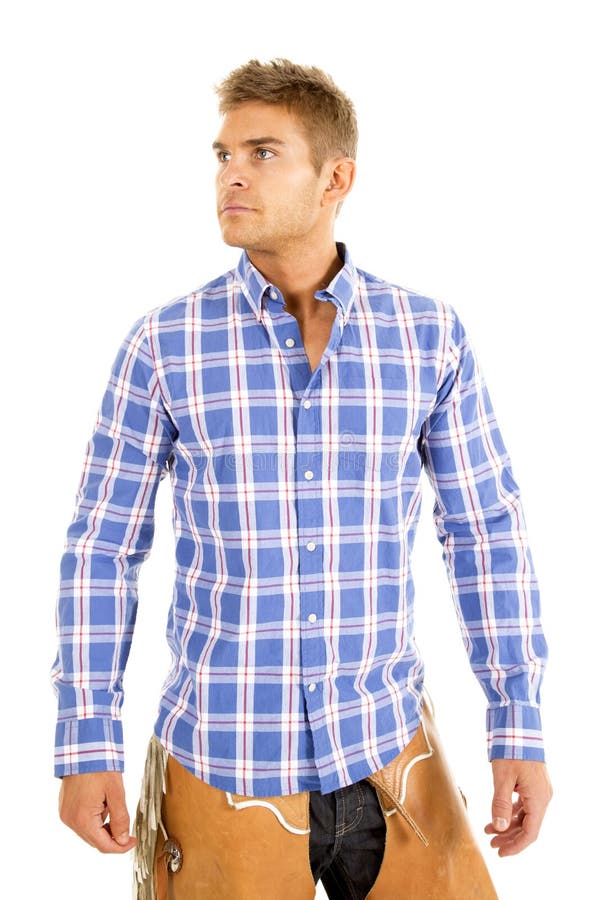 Cowboy Plaid Blue Shirt Look Side Stock Image - Image of courage, male ...