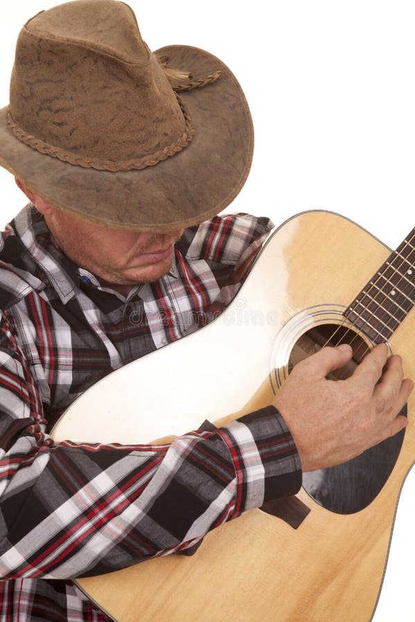 Cowboy Play Guitar Very Close Stock Image - Image of dark, attractive ...