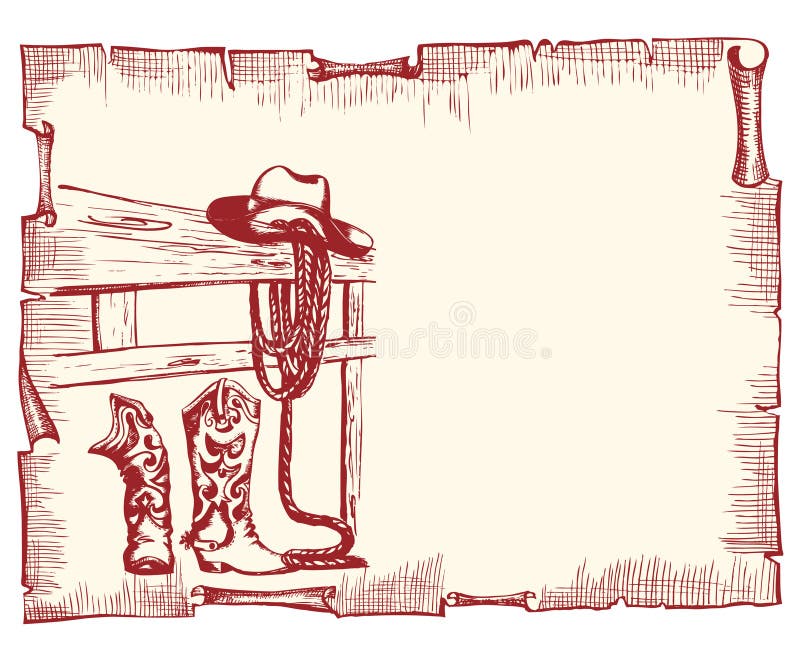 Cowboy Old Paper Background Stock Vector - Illustration of horseshoe ...