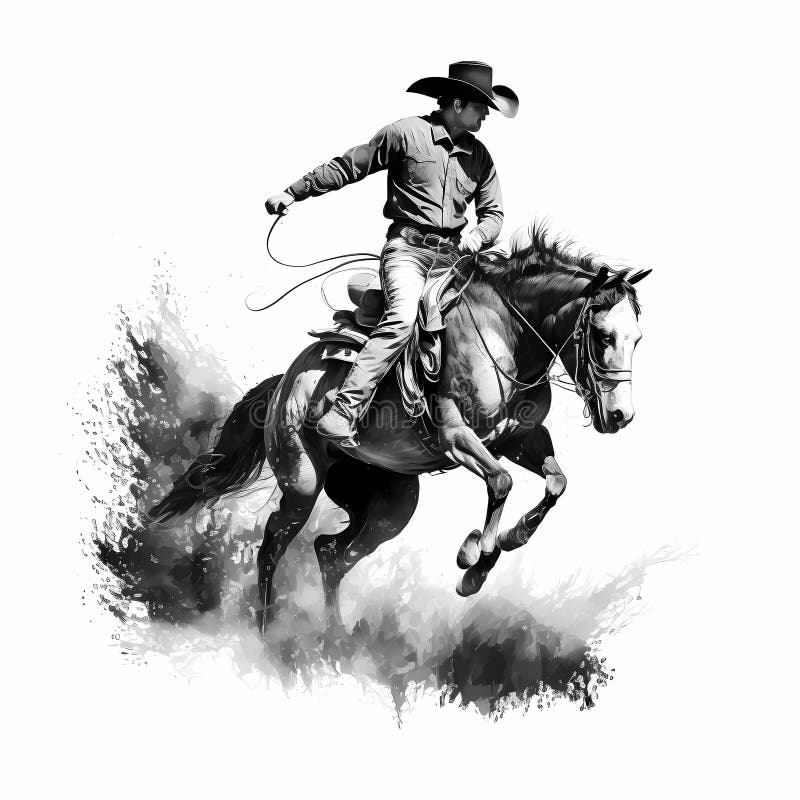 Cowboys Riding Horses Stock Illustrations – 83 Cowboys Riding Horses ...