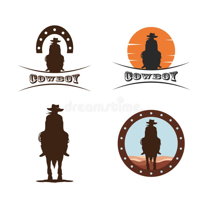 Cowboy Rider Colorful Vintage Emblem Stock Vector - Illustration of ...