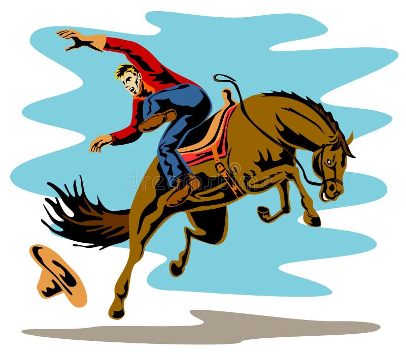 Cowboy Riding a Bucking Bronco Stock Vector - Illustration of american ...