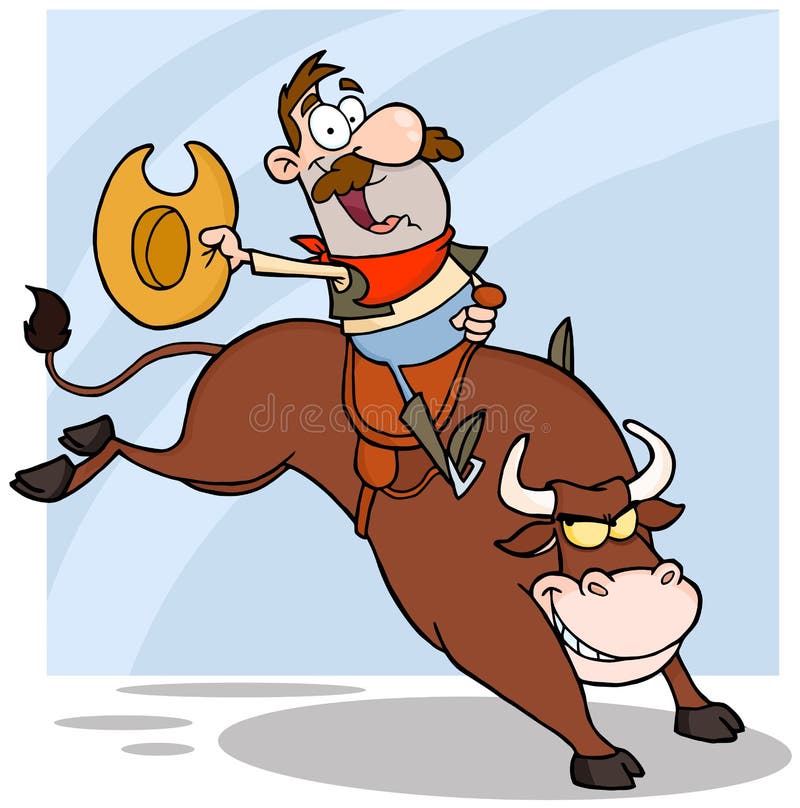 Cowboy Riding Bull in Rodeo Stock Vector - Illustration of motion ...