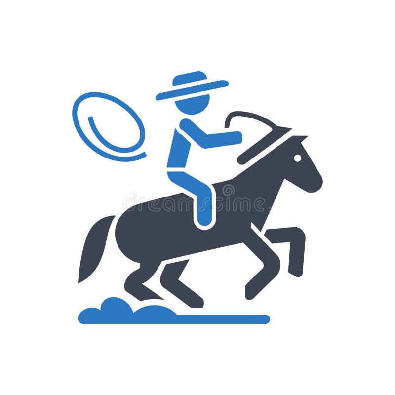 Cowboy Riding Horse Icon stock vector. Illustration of sign - 375316615