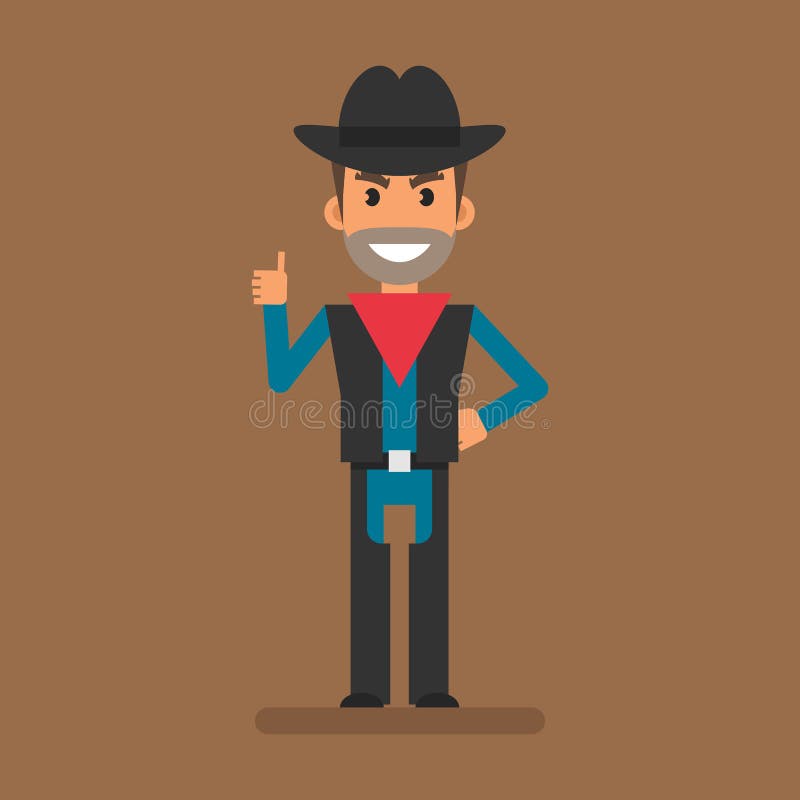 Cowboy Robber Showing Thumbs Up and Smiling Stock Vector - Illustration ...
