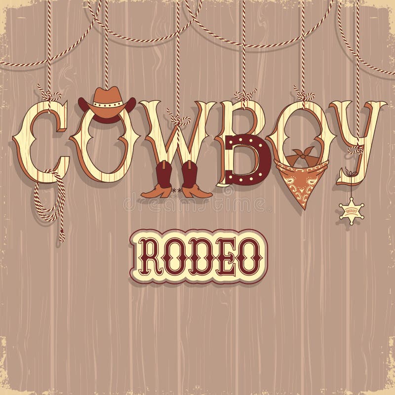Cowboy Rodeo Text .Vector Background Stock Vector - Illustration of ...