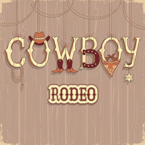 Cowboy Rodeo Text .Vector Background Stock Vector - Illustration of ...