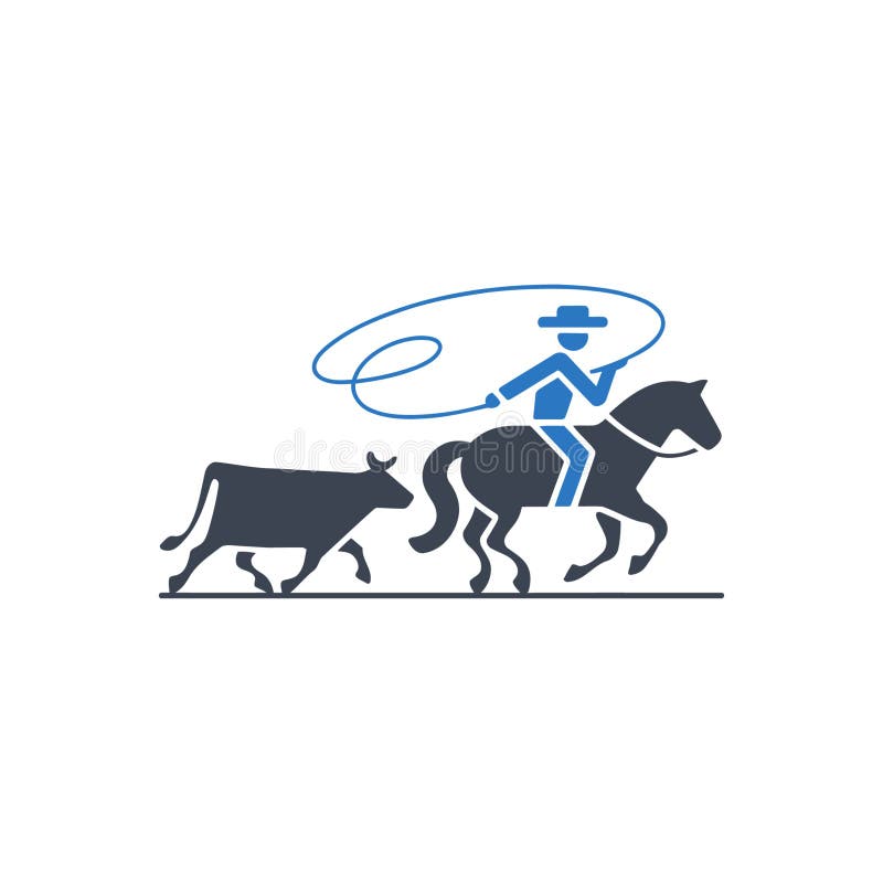 Cowboy Roping Icon stock vector. Illustration of horse - 374474071