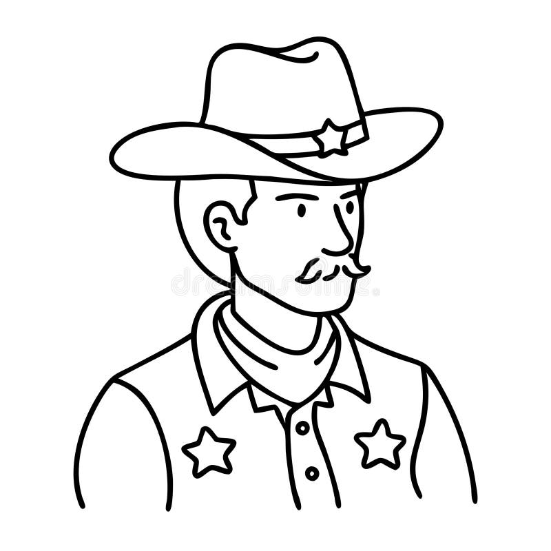 Cowboy Sheriff Vector Illustration in Western Style for and Design ...