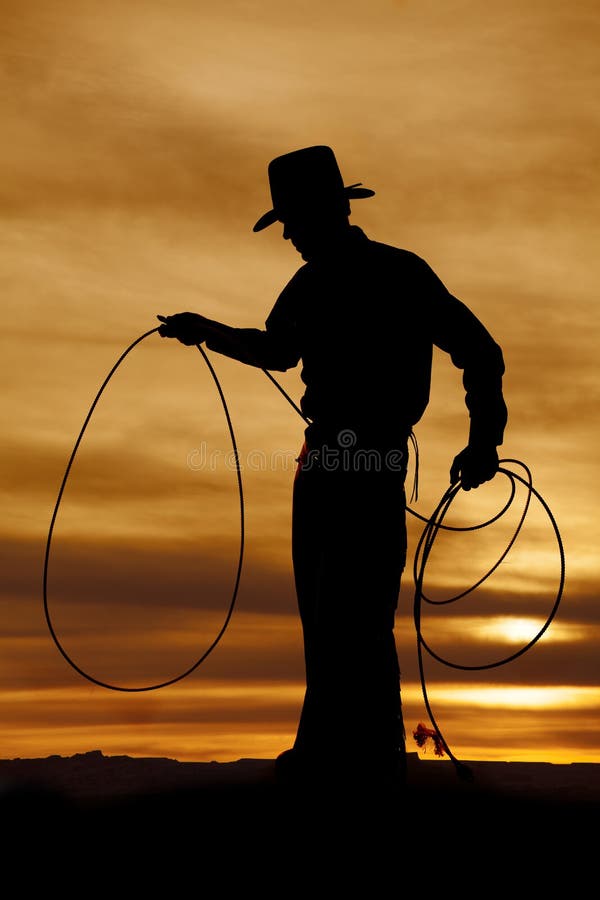 Cowboy Silhouette Hold Rope Loop Stock Image - Image of chaps, rodeo ...
