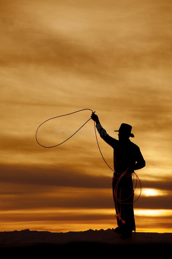 Cowboy Silhouette Swing Rope Stock Image - Image of outback, rough ...