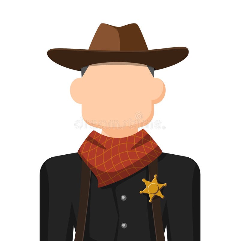 Cowboy in Simple Flat Vector Stock Vector - Illustration of simple ...